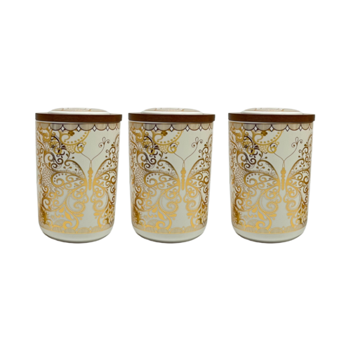 Arteg - mbajtese kafe dhe sheqeri gold butterfly 3 cope